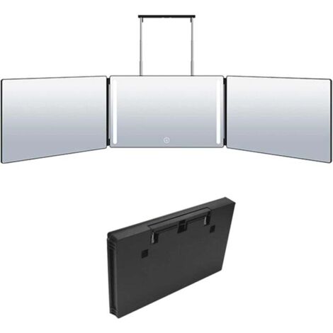 Specchio a 360° a 3 vie con LED, specchio da barba pieghevole, specchio ...