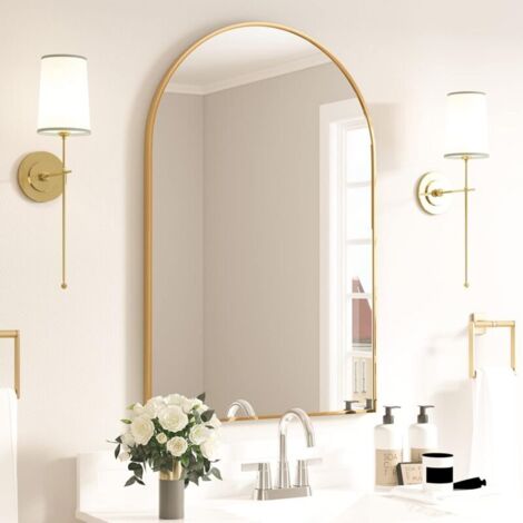 Specchio da parete curvo, 50 x 75 cm, oro, grande specchio da trucco ...
