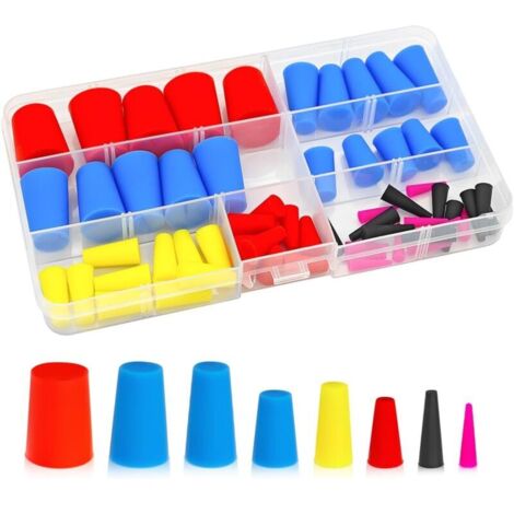 100 tappi conici in gomma siliconica, kit assortito di tappi conici in ...