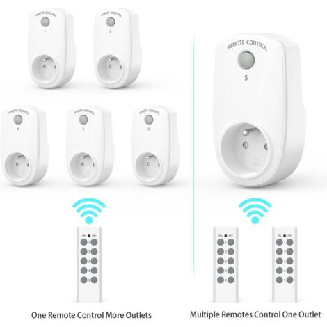 Paquete de 5 enchufes programables, enchufes con control remoto ...