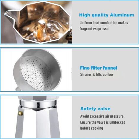 Cafetera italiana Moka Express de aluminio - Tapa transparente (9 tazas ...