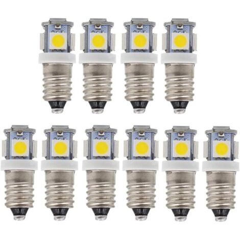 10pcs E10 12V Blanc froid ampoules LED 5SMD 0,5 W 50LM Les lamp