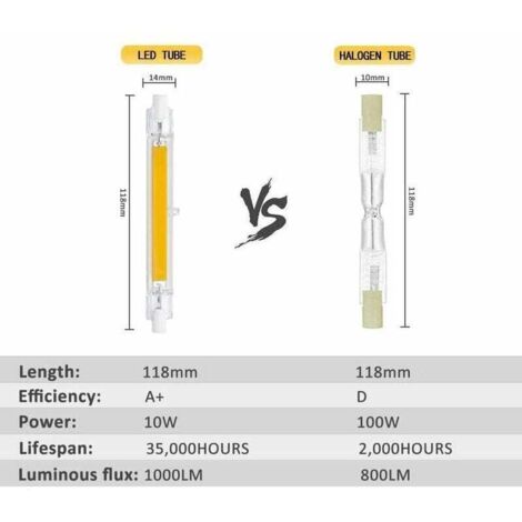 R7S 118 mm 10-W-LED-Lampe, Kaltweiß (6000 K), 1000 lm, entspricht einer ...