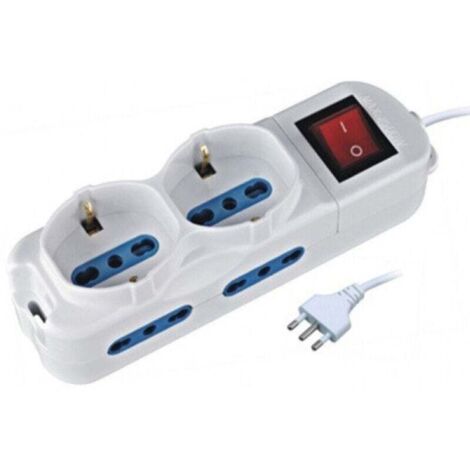 YMYNY Multipresa Elettrica 6 Posti Con Interruttore E Cavo 4 Spine ...