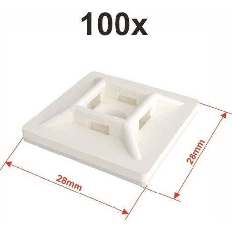 100 basi adesive per fascette stringicavo, 28 mm x 28 mm, bianche ...
