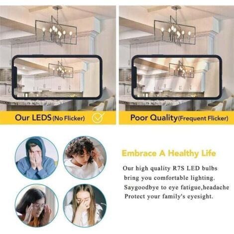 Confezione da 4 lampadine LED dimmerabili R7S 118 mm 30 W, bianco caldo 3000 K, senza sfarfallio