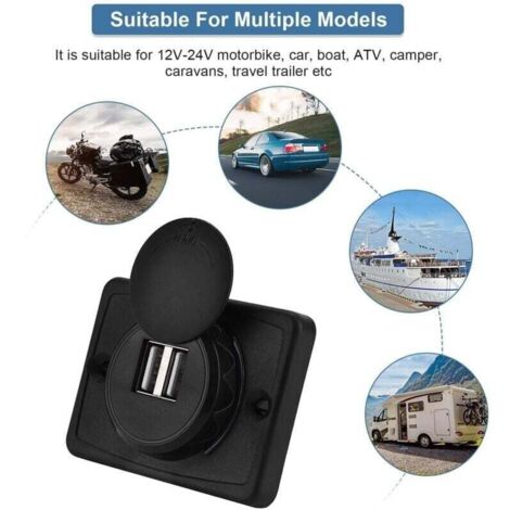 Presa USB da incasso per auto da 12 V, caricabatterie USB per auto ...