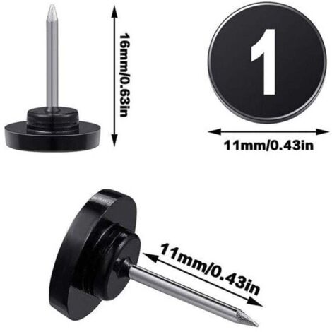Chinchetas numeradas YMYNY de 100 piezas, chinchetas negras de plástico ...