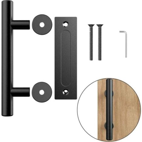 Manija de puerta corredera retro, aluminio negro, tirador empotrado ...