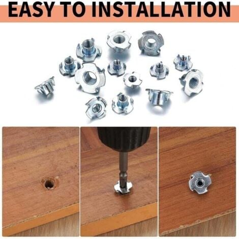 Tuercas en T con rosca de acero M4, M5, M6, M8, M10, tuercas de cuatro puntas para fabricación ...