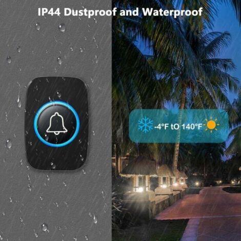 Timbre inalámbrico para exterior, resistente al agua, alcance de 300 m ...