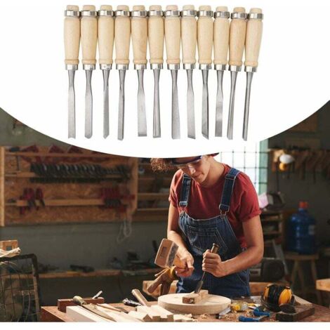 Juego de 12 herramientas para tallar madera, cinceles con mango y ...