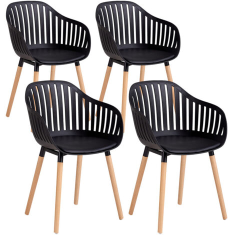 Wokaka Lot de 4 chaises - Chaise de salle à manger en plastique ...