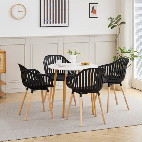 Wokaka Lot de 4 chaises - Chaise de salle à manger en plastique ...