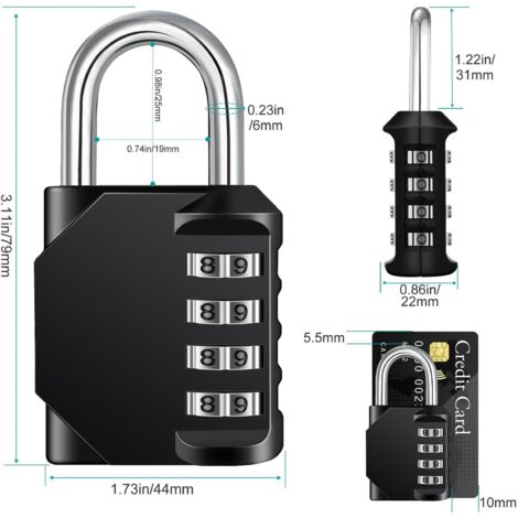 4 Digit Code Lock, Locker Lock for Sports, School, College Locker Room ...