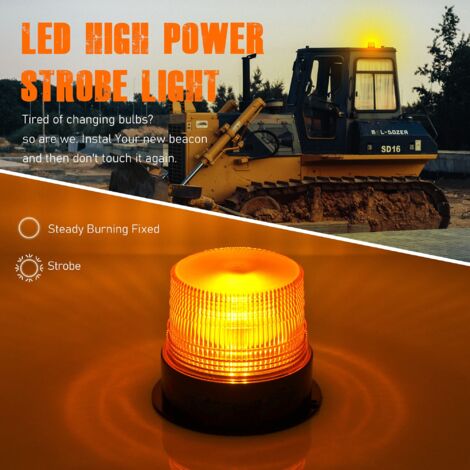 Rechargeable Wireless LED Beacon 12V-24V Orange Strobe Light Magnetic ...