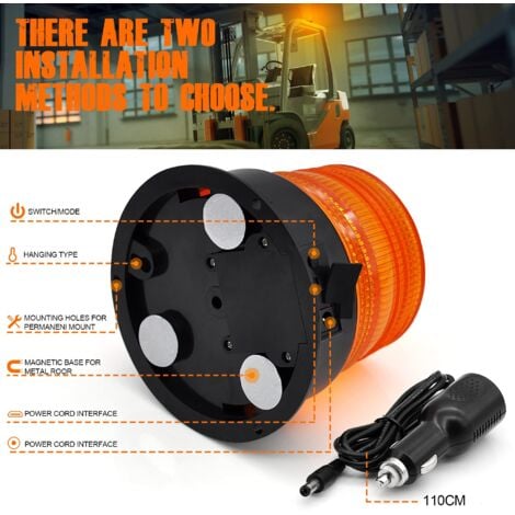 Rechargeable Wireless LED Beacon 12V-24V Orange Strobe Light Magnetic ...