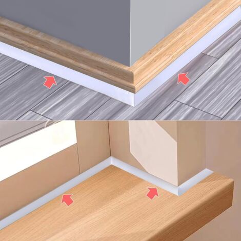 Flexible Quarter Round Self-Adhesive Rubber Tile Trim - White - 3m