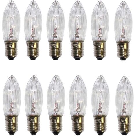 Pack of 12 E10 Replacement Bulbs - Warm White - 34V - 3W - For ...