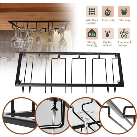 Hanging Glass Holder - Wine Glass Holder with 4 Rails, for 8-12 Glasses ...