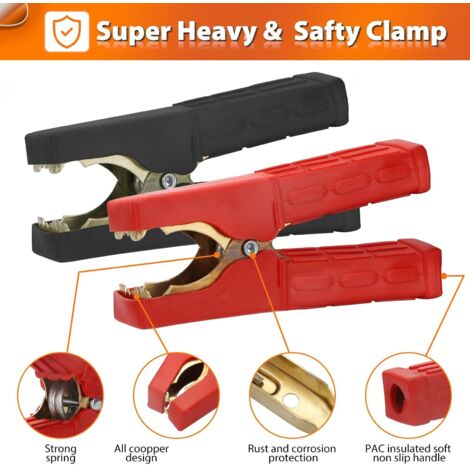 Car Battery Crocodile Clips, 2PCS 500A Pure Copper Alligator Clips for ...