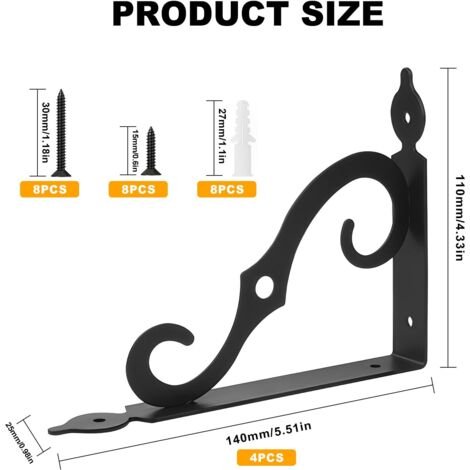 4 Pack Metal Shelf Brackets with Screws - Right Angle Shelf Brackets ...