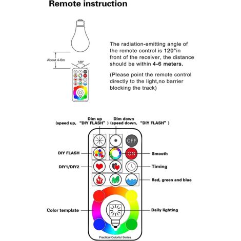 10W E27 120 Colors LED RGBW Color Changing Light Bulb Remote Control ...