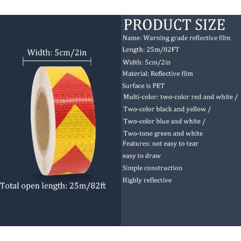 25M×5CM Reflective Tape, Reflective Safety Tape for Arrow Direction ...