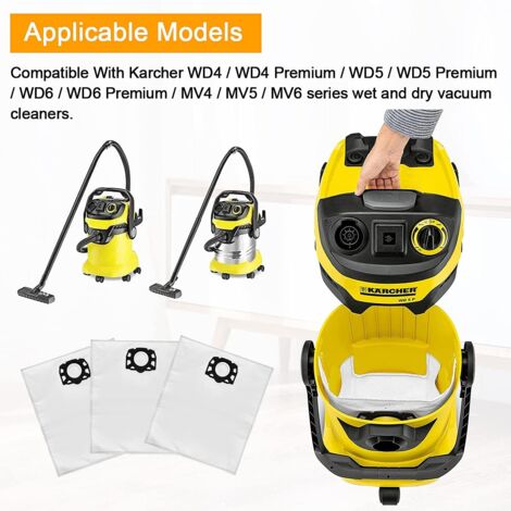 12 Pack Filter Bags Vacuum Cleaner Bags for Karcher WD4 WD5 WD6 MV4 MV5 ...