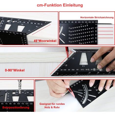 3D Carpenter Square, Angle Ruler Aluminum Alloy 45 90 Degree Miter ...