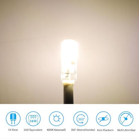 G4 LED Bulbs 12V AC/DC Non-Dimmable, 180LM Natural White 4000K, Energy ...