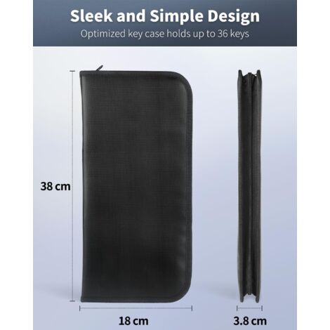 Zipper Key Case Organizer Waterproof Fire Retardant Key Binder with 36 ...
