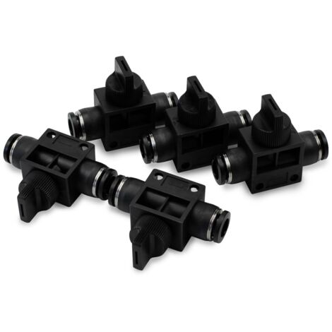 5pcs 8mm Tubes OD Ball Valve Air Flow Control Straight Pneumatic Union ...