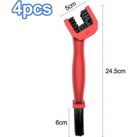 4-Piece Motorcycle Chain Brush Set, Red and Blue, Bicycle Chain Cleaning Brushes, Car Detailing ...