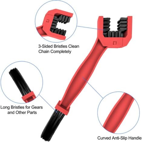 4-Piece Motorcycle Chain Brush Set, Red and Blue, Bicycle Chain Cleaning Brushes, Car Detailing ...