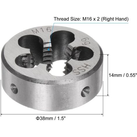 Round Thread Dies, Metric Thread M16 x 2 (Right), High-Speed Steel (HSS ...