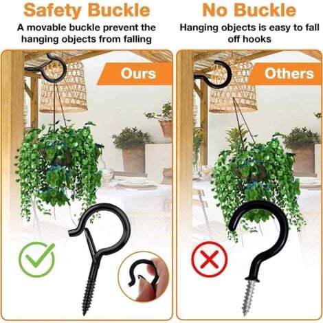 Set of 10 Screw Hooks, Black Screw Eye Hooks, Stainless Steel Screw ...