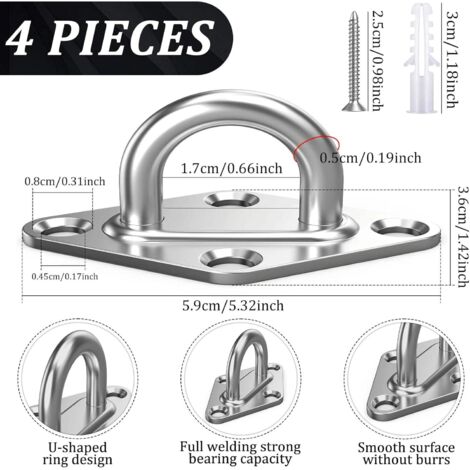 M5 Eyelet Plates, 8 Pieces Stainless Steel Rhombic Eyelet Plate, Heavy ...