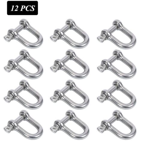 12-Piece Stainless Steel Shackle, M4 Stainless Steel Shackle, Lifting ...