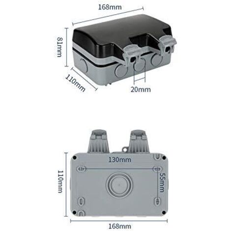Double outdoor wall socket with USB, waterproof, heavy-duty electrical ...