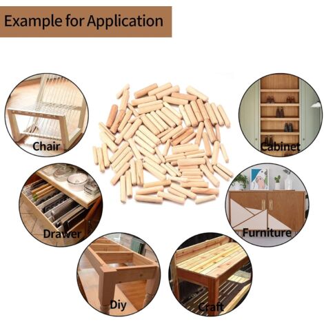 90-Piece Assortment of Wooden Dowels, Conical Grooved Wood Dowels M6 M8 ...
