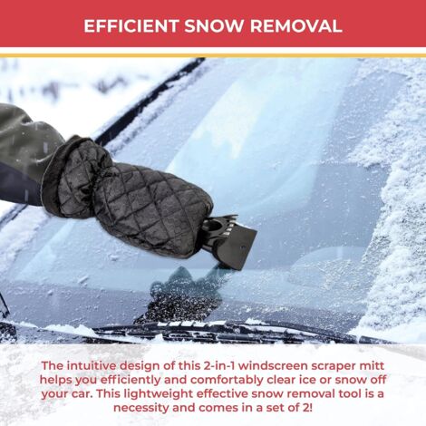 Set of 2 Car Ice Scrapers - Car Windshield Scraper Glove for Windows ...