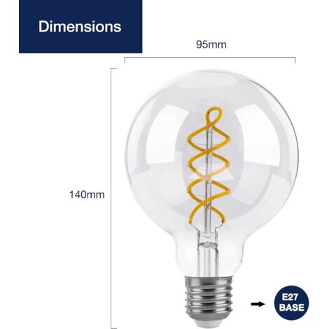 Dimmable Edison LED Bulbs E27, G95 Vintage LED Spiral Filament ...