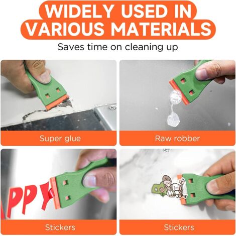 3-Piece Plastic Scraper Set with 50 Plastic Blades for Removing Glass ...