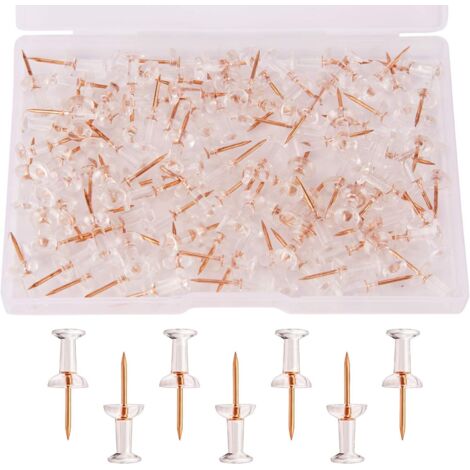 100 units Clear plastic head push pins, rose gold push pins, wall push ...