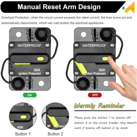 12V-48V DC Car Circuit Breaker with Manual Reset, Switchable Battery ...