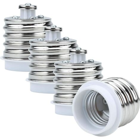 4x E40 to E27 Lamp Socket Adapter in White - Set of 4 reformatting converters for lamp sockets ...