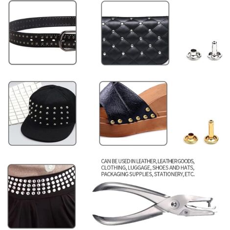 Leather Rivets 480 Set 3 Sizes Double Rivet Tubular Metal Studs with 3 ...