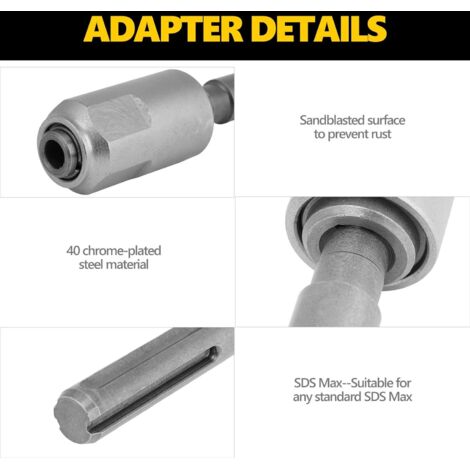SDS Max to SDS Plus Adapter Drill Chuck 40 Chrome Steel Converter Shank ...