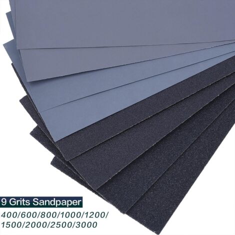 Pack of 36 Sandpaper Sheets, 23 x 9.3cm Wet/Dry Sandpaper, 400/600/800 ...